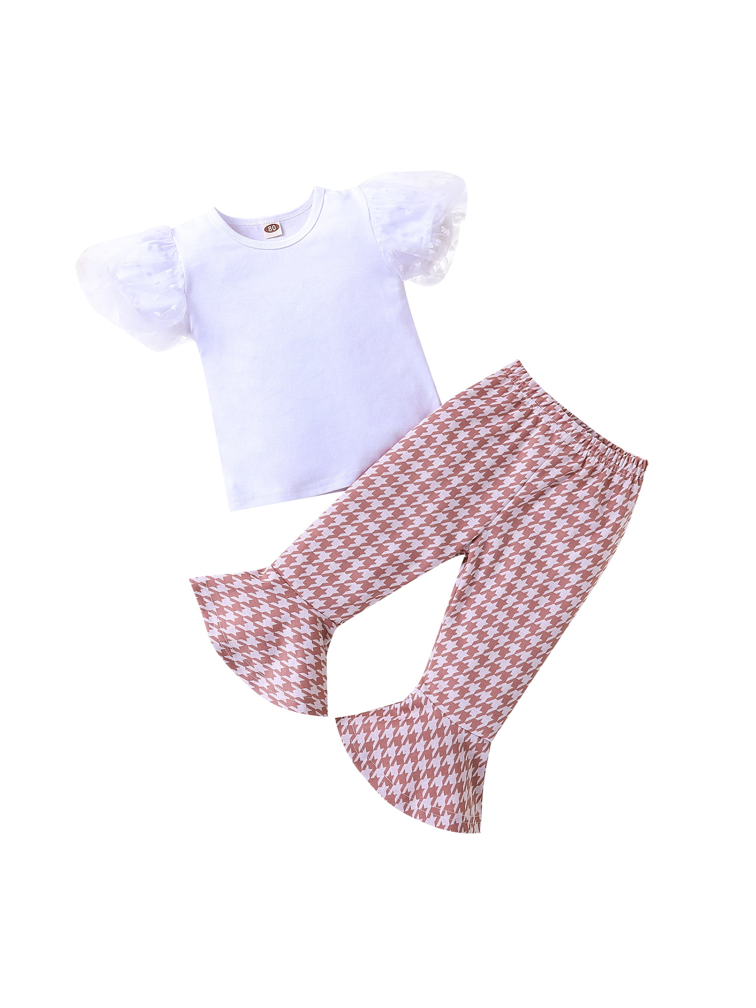 Seyurigaoka Girls Two-Piece Clothes Outfit, Mesh Dot Printed Short ...