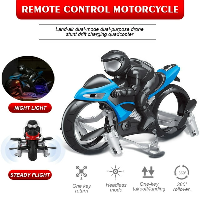 JUNWELL RC Cars,Flying Motorcycle RC Drone Land Air Motorcycle Aircraft ...