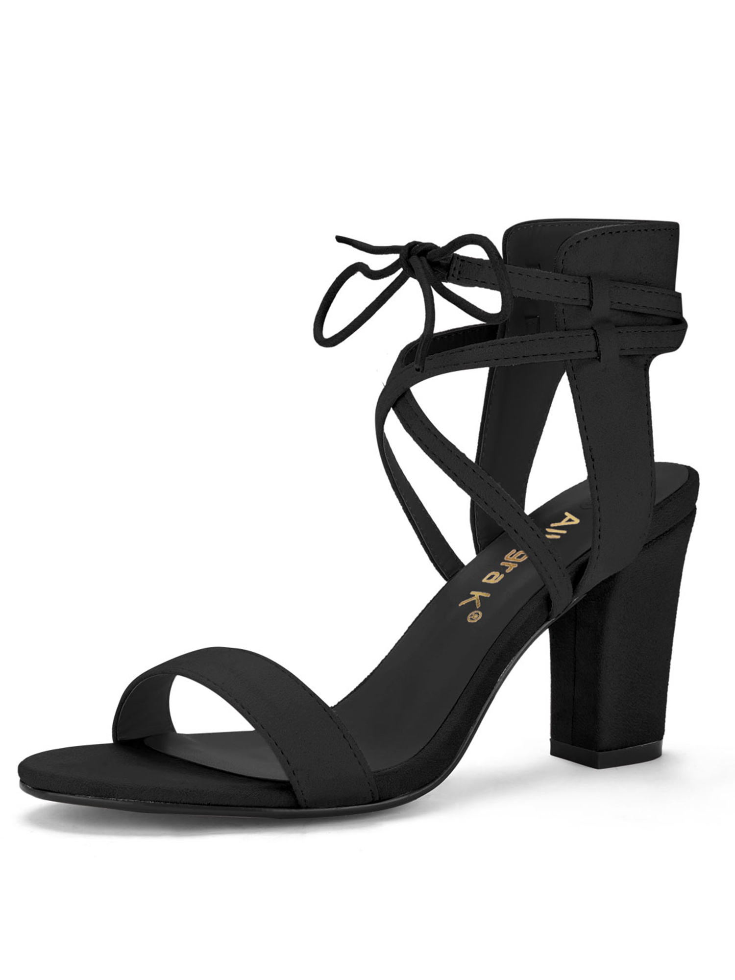 Allegra K Womens Open Toe Ankle Tie High Chunky Heeled Sandals