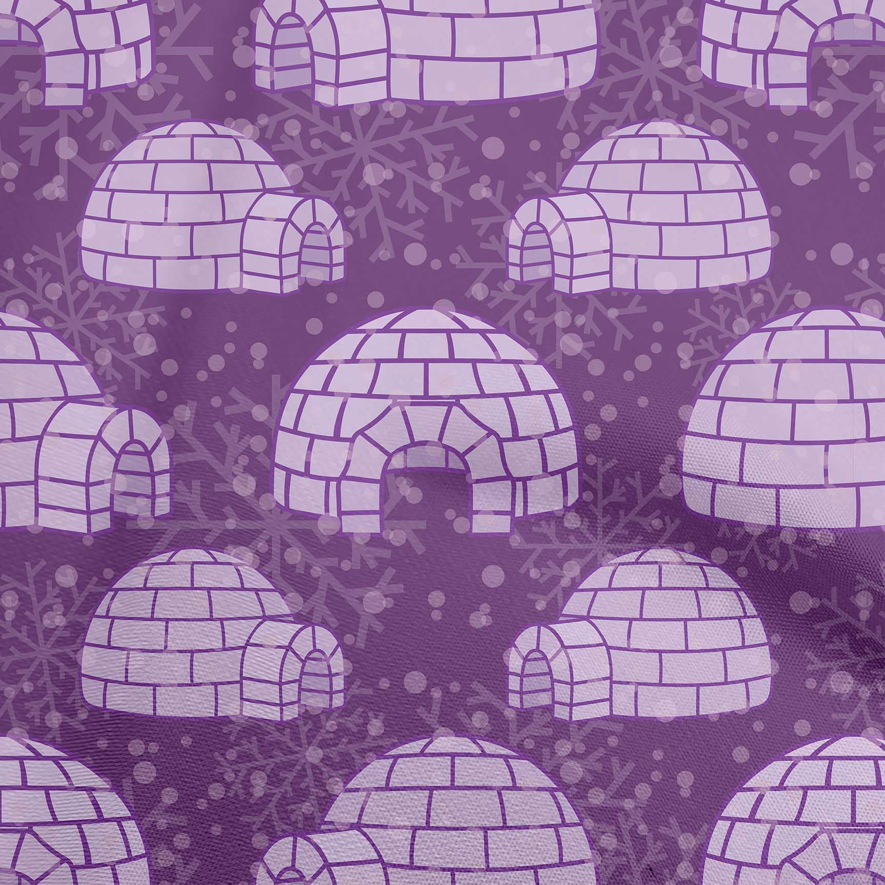 oneOone Cotton Poplin Purple Fabric Igloo Dress Material Fabric Print ...