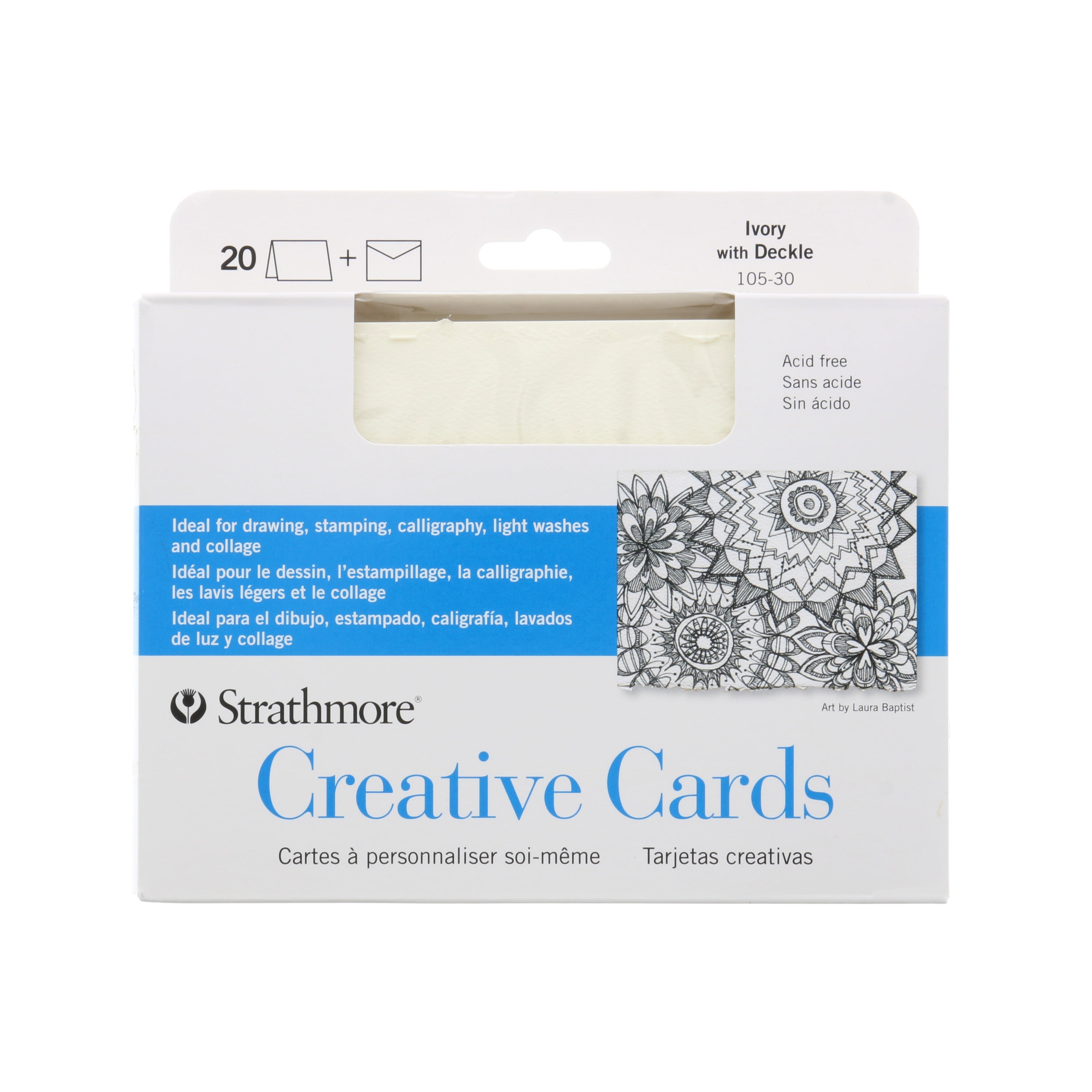 Strathmore Creative Cards, Full Size, Ivory with Deckle, 20/Pkg ...