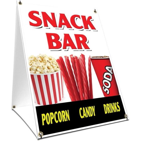 A-Frame Sidewalk Snack Bar Sign with Graphics On Each Side | 18" X 24 ...