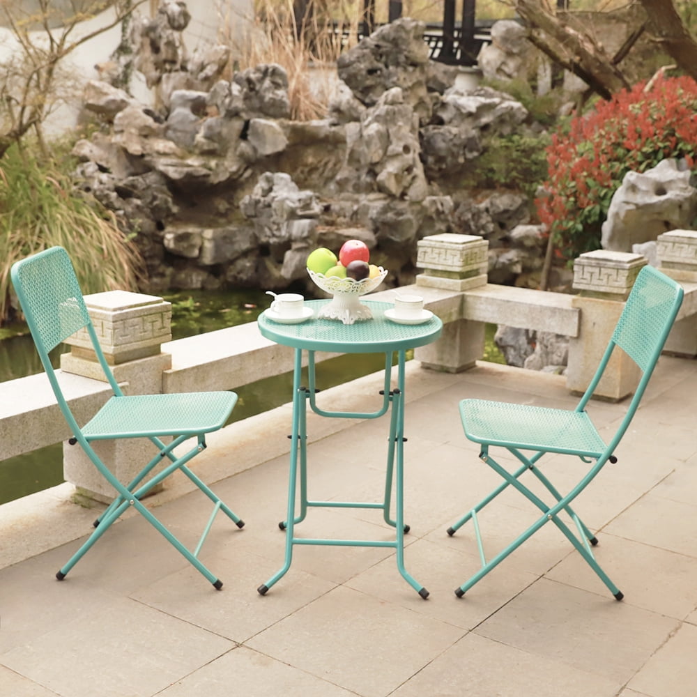 3 Piece Patio Set, Premium Steel Patio Bistro Set with Small Patio ...
