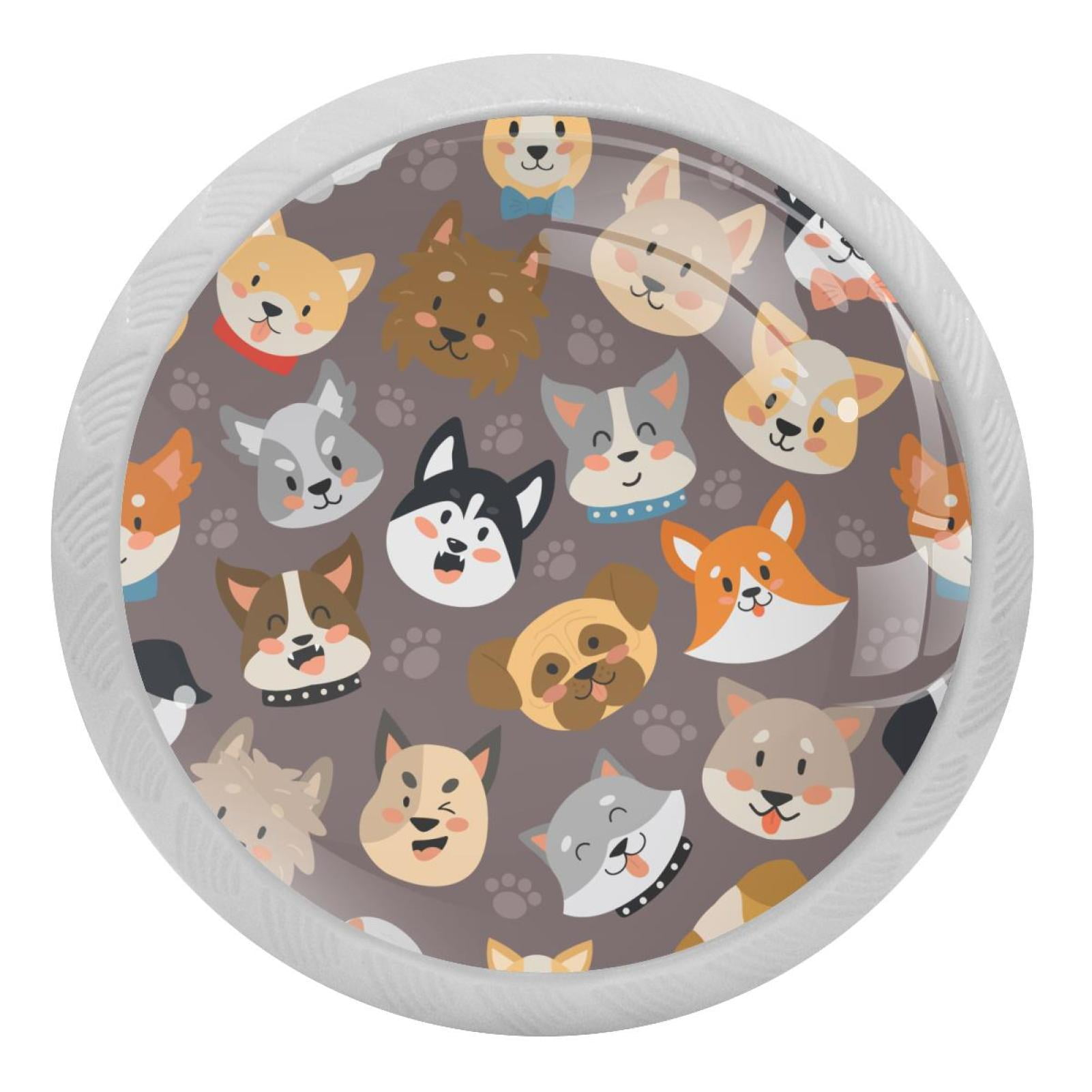 4PCS Round Dogs Heads Cabinet Fluorescence Knob Glowing in the Dark ...