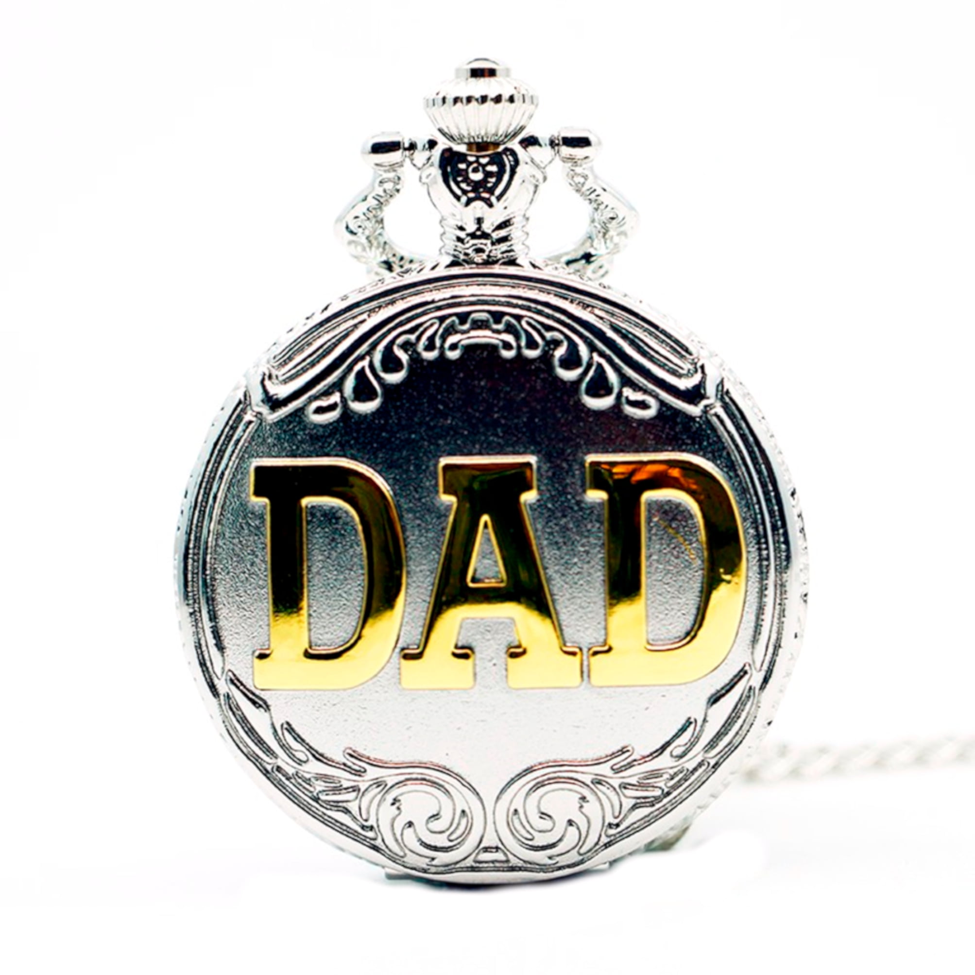 Silver Gold DAD Father Pocket Watch Anti-Tarnish Grandfather Watch WP ...