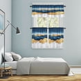 Abstract Ocean Waves Kitchen Curtains Set for Windows, Gradient Gold ...