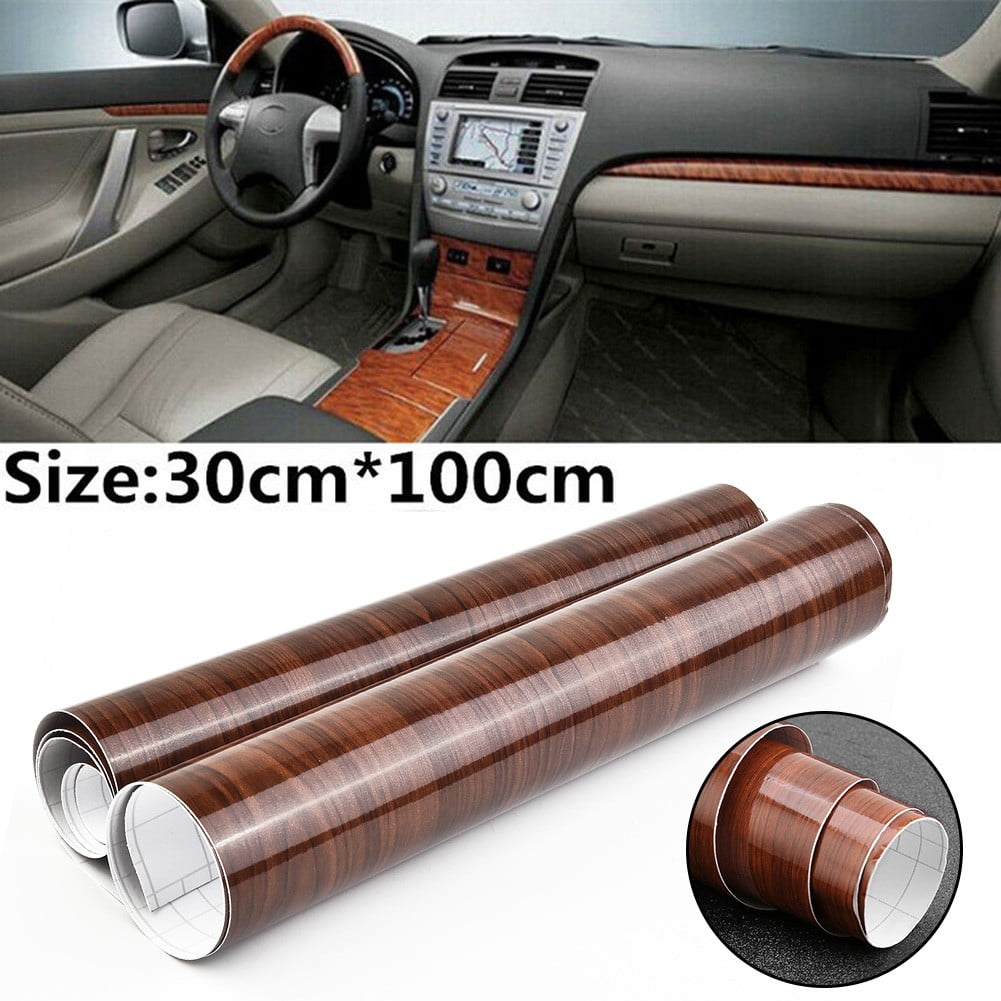 1M High Glossy Wood Grain Car Interior DIY Vinyl Sticker Decal Wrap ...