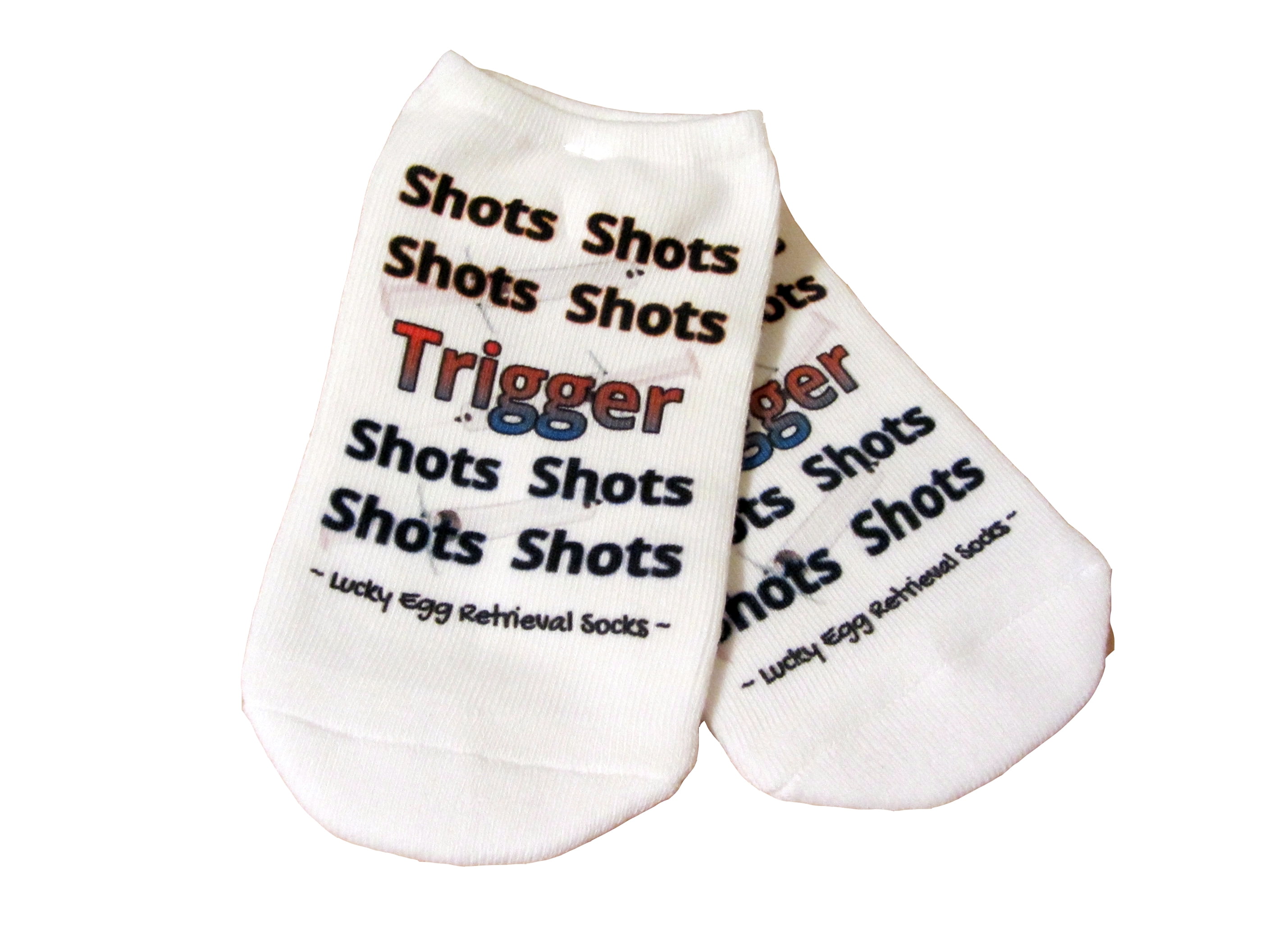 IVF Socks, Shots Shots Shots Trigger No Show women's white Socks for ...