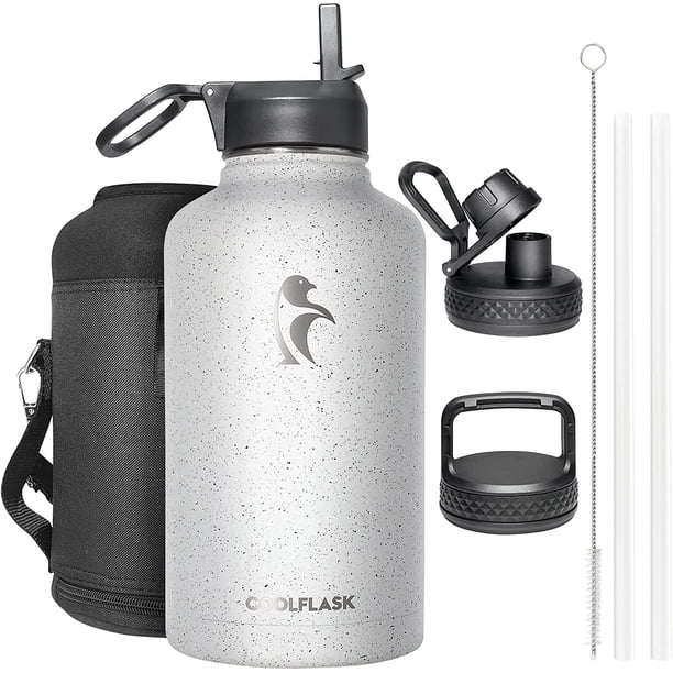 Half Gallon Water Bottle Insulated 64 oz with Straw&3 Lids, Coolflask ...