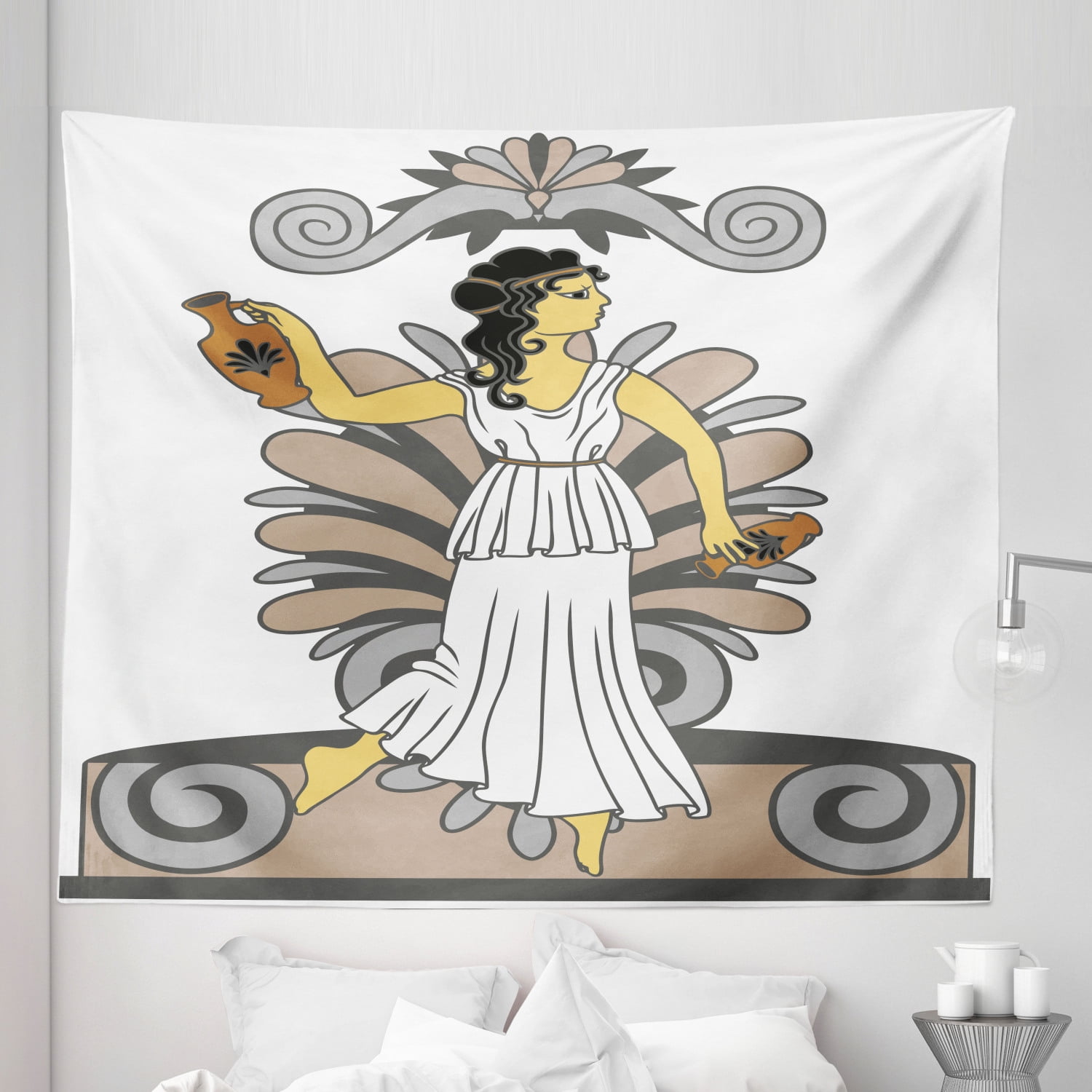 Retro Tapestry, Greek Woman with Amphoras in Classical Style Colored ...