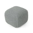 Noble House Knitted Cotton Square Pouf, Light Grey - Walmart.com