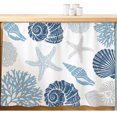 Blue Grey Coastal Small Cabinet Curtains 10"W x 11"L, Nautical Shell ...