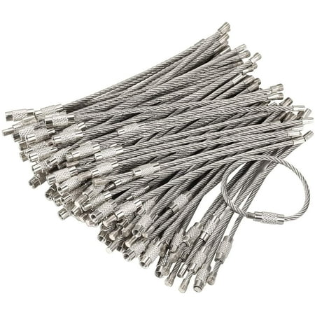 Pack (100) Stainless Steel Wire Keychains Cable, Key Chain Rings, Heavy ...