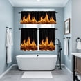 3 Piece Kitchen Curtains and Valances Set Abstract Yellow Flame Cafe ...