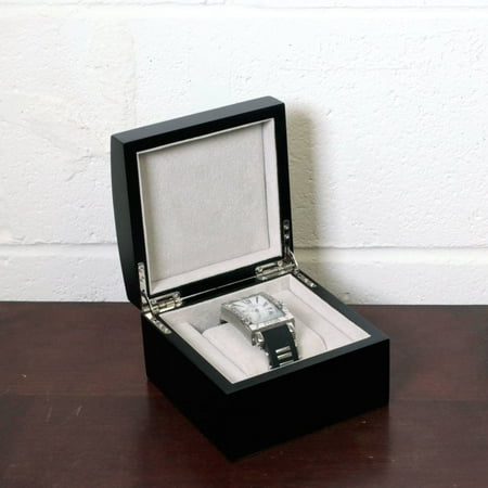 Tech Swiss - Single Watch Box 1 Extra Large Wood Black Finish - Walmart.com
