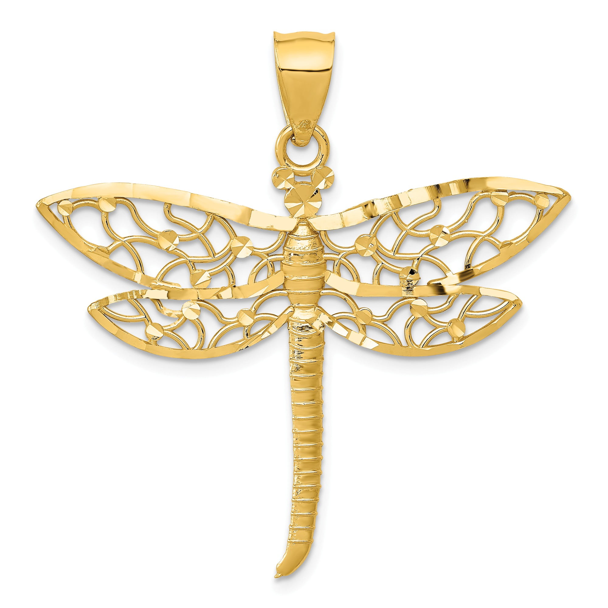 14K Diamond-cut Dragonfly in 14k Yellow Gold - Walmart.com