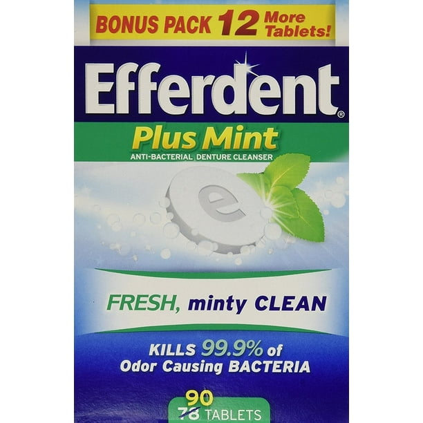 Efferdent Plus Mint Anti-Bacterial Denture Cleanser Tablets, 90 Count ...