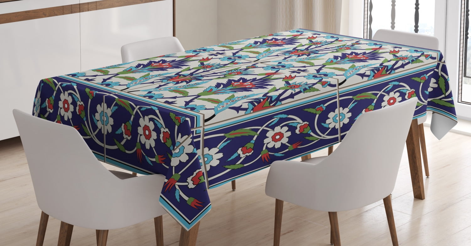 Ambesonne Turkish Pattern Tablecloth Rectangular Table Cover, Tulips ...