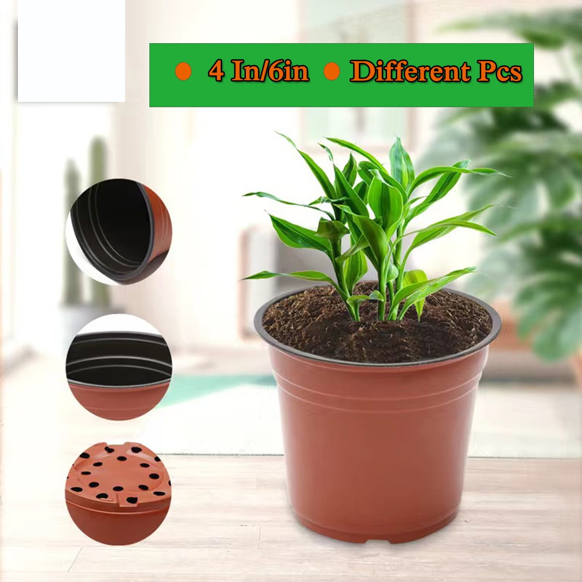4 IN/6 IN Flowerpots Small Plastic Plant Nursery Pots/flowerpots ...