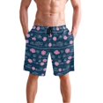 Chic Floral Stripes Mens Swim Trunks Quick Dry Board Shorts Breathable ...