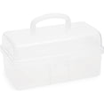 Small Plastic Art and Craft Supply Case, Clear Storage Container with 2 ...