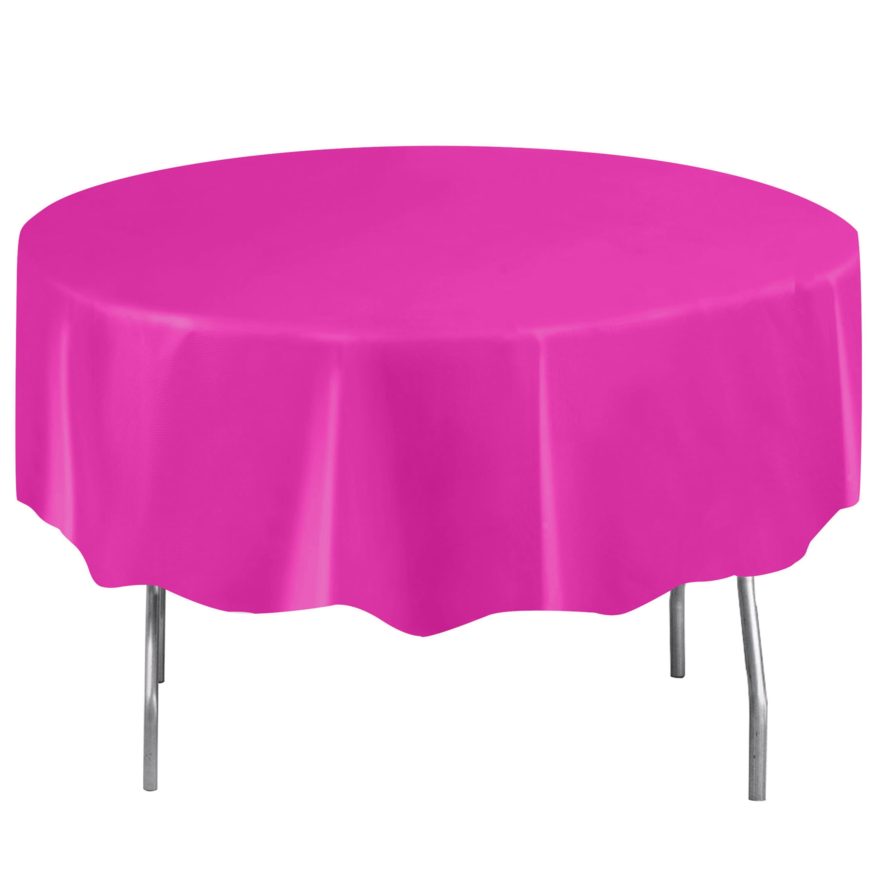 Way to Celebrate! Round Neon Pink Plastic Tablecloth, 84in - Walmart.com