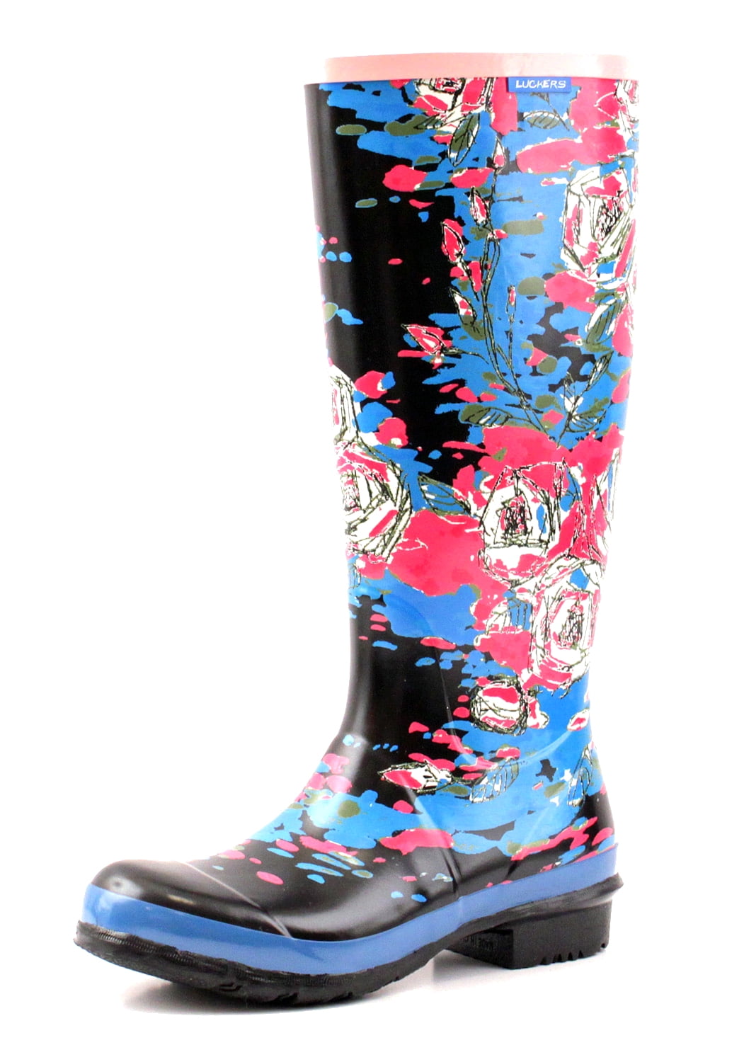Luckers Women's Paint Brush Wellies Rain Boots, Color: Black, Size:6 B ...