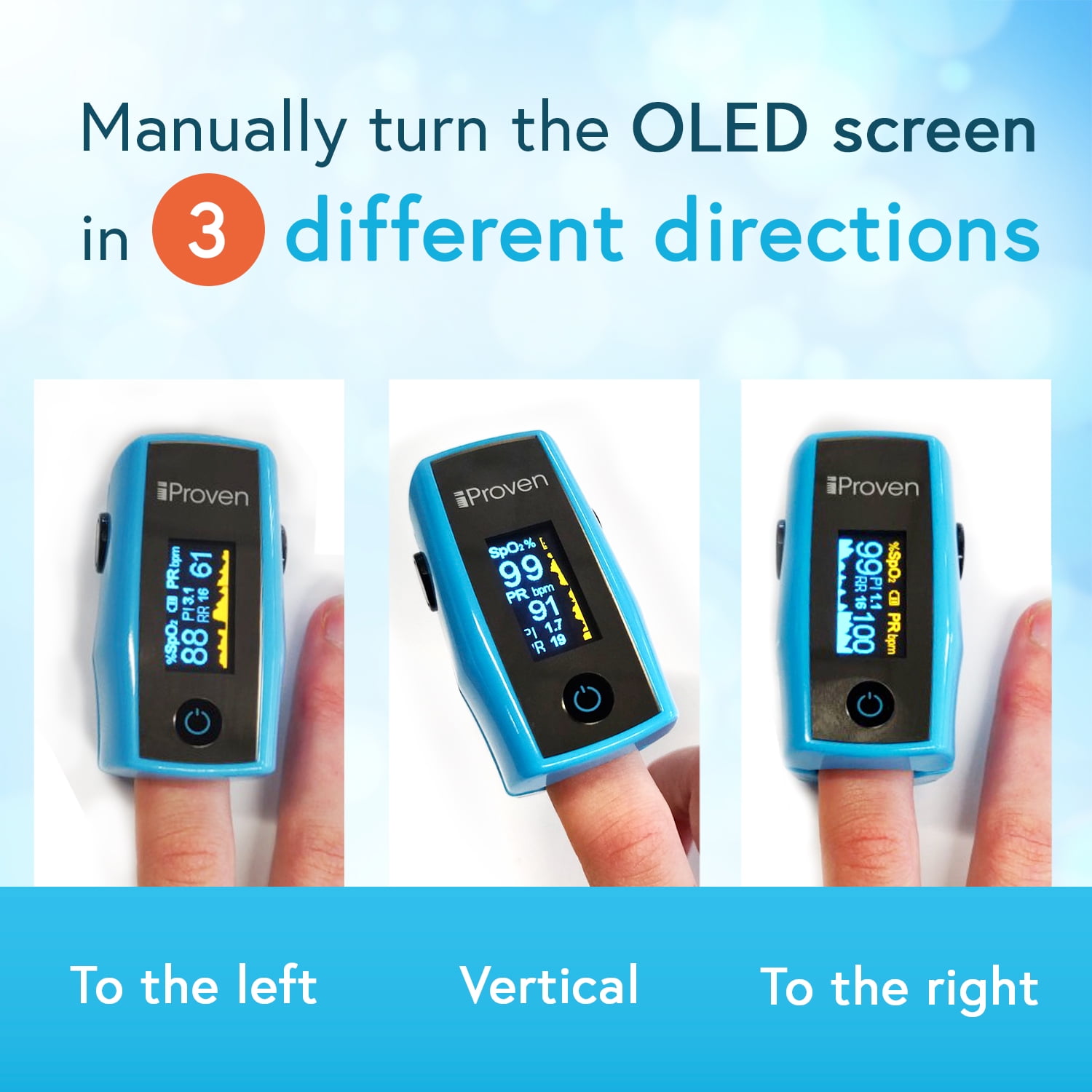 iProven Finger Pulse Oximeter Respiratory Rate, Oxygen Saturation ...
