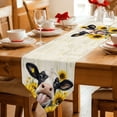 Sunflower Cow Table Runner Linen Burlap Table Runner 48 Inches Long ...