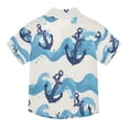 BZSMCE Short-Sleeve Button-Down Shirt Summer Wave Boat Anchor Pattern ...