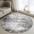 3ft Round Rug Shabby Grey Area Rugs for Living Room Bedroom Washable ...