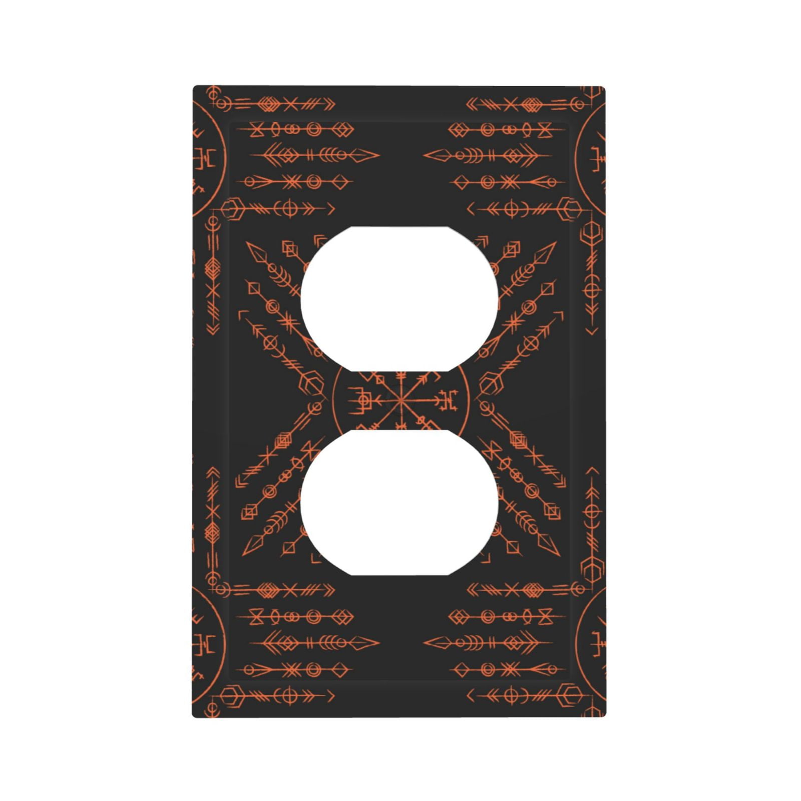 DouZhe 1-Gang Duplex Outlet Cover, Dark Runics Yellow Symbols ...