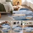 Blue Wooden Grain Round Area Rug 6 FT, Non Slip Bedroom Rugs, Farmhouse ...