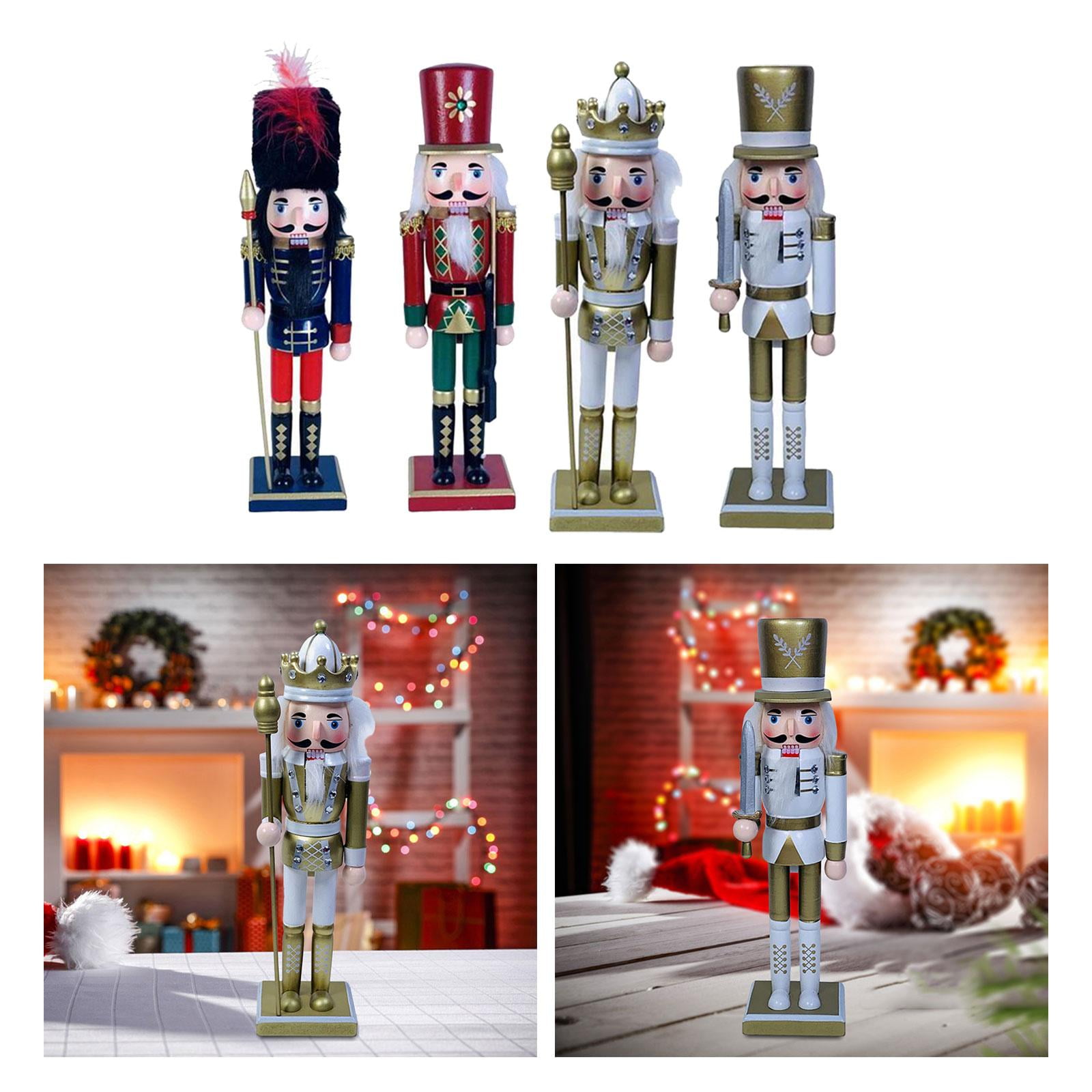 4 Pieces Christmas Ornament Nutcracker Soldier Figurine Scene Layout ...