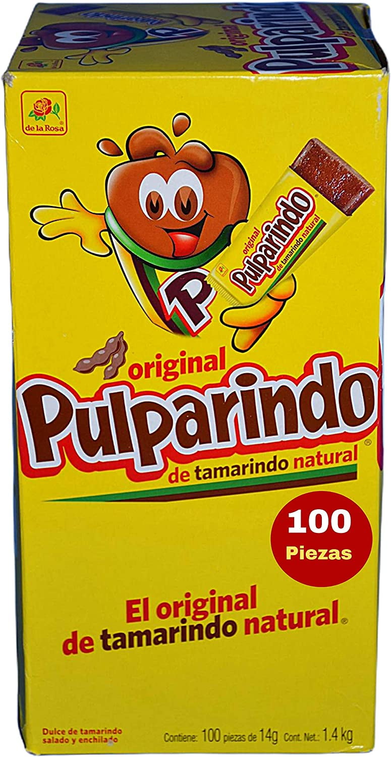 Pulparindo De la Rosa, Caja 100 Piezas, tamarindo natural, Total 1.4 Kg ...