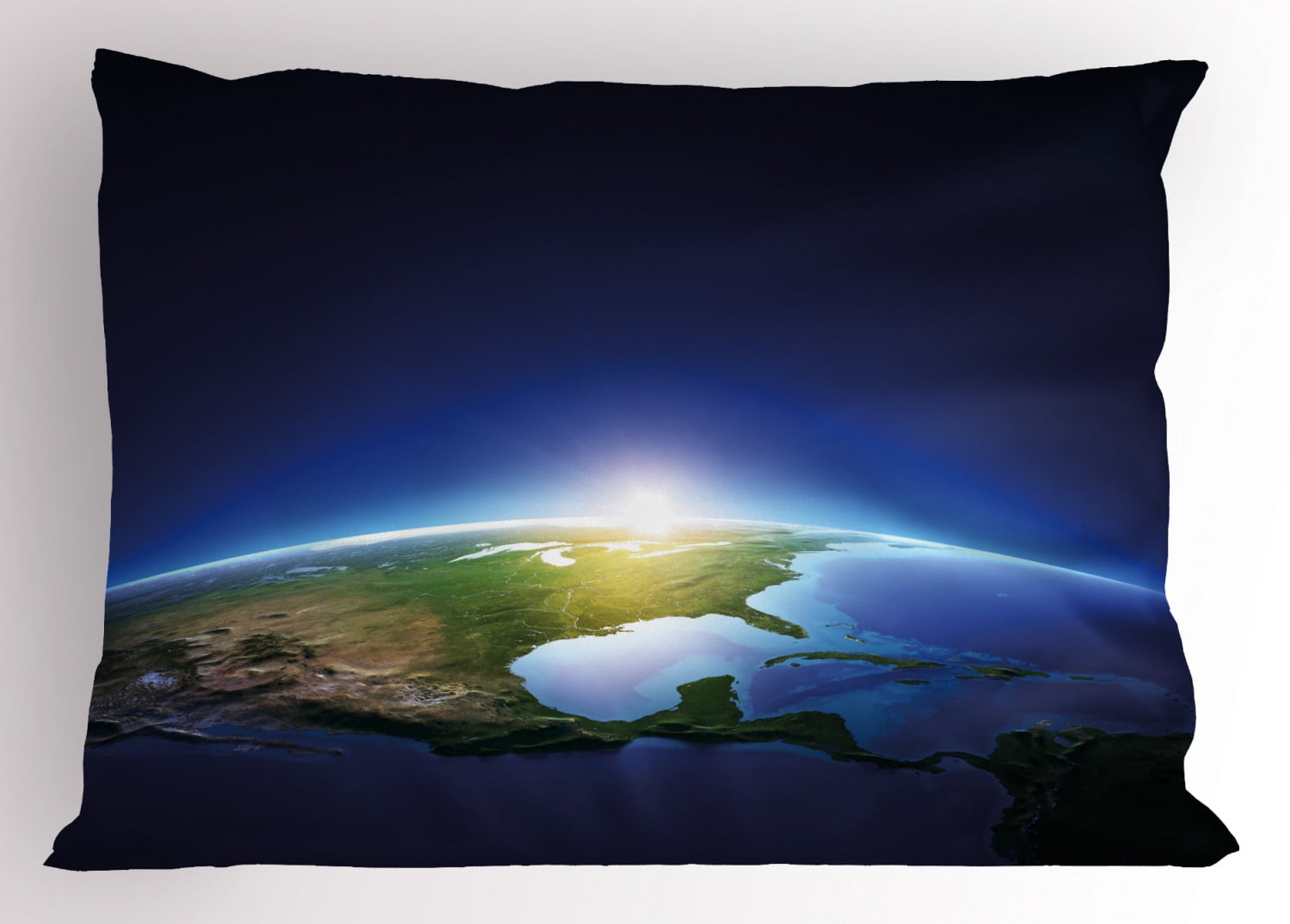 Earth Pillow Sham Earth Sunrise over Cloudless North America Atmosphere ...