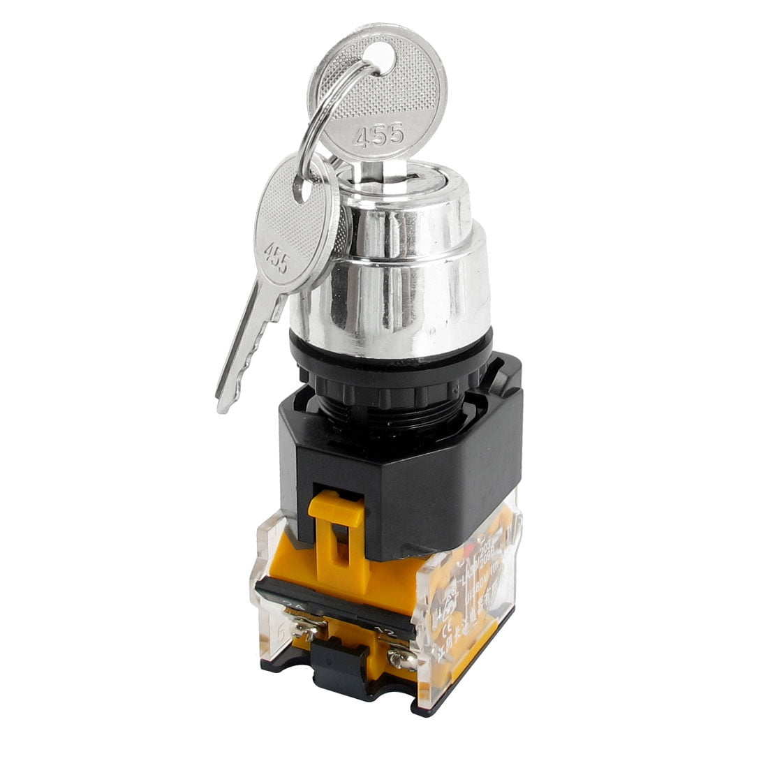 380V 10A 22mm DPST 2 Positions 4 Screw Terminals Key Selector Switch ...