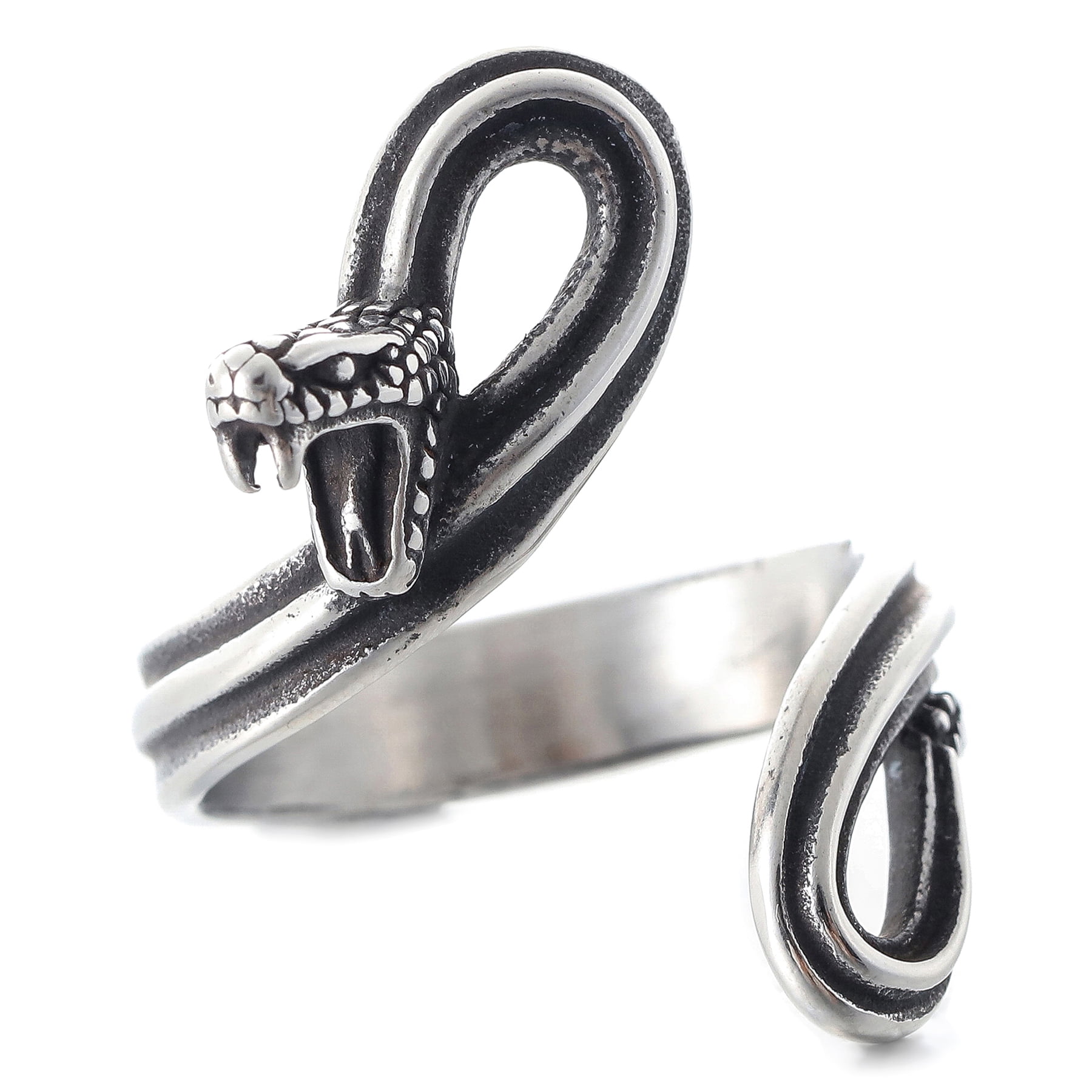 ZMY Home Stainless Steel Snake Ring with Open Mouth and Coiled Body ...