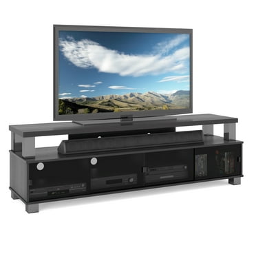 CorLiving Jackson Extra Wide TV Bench in Black Wood Grain Finish for ...