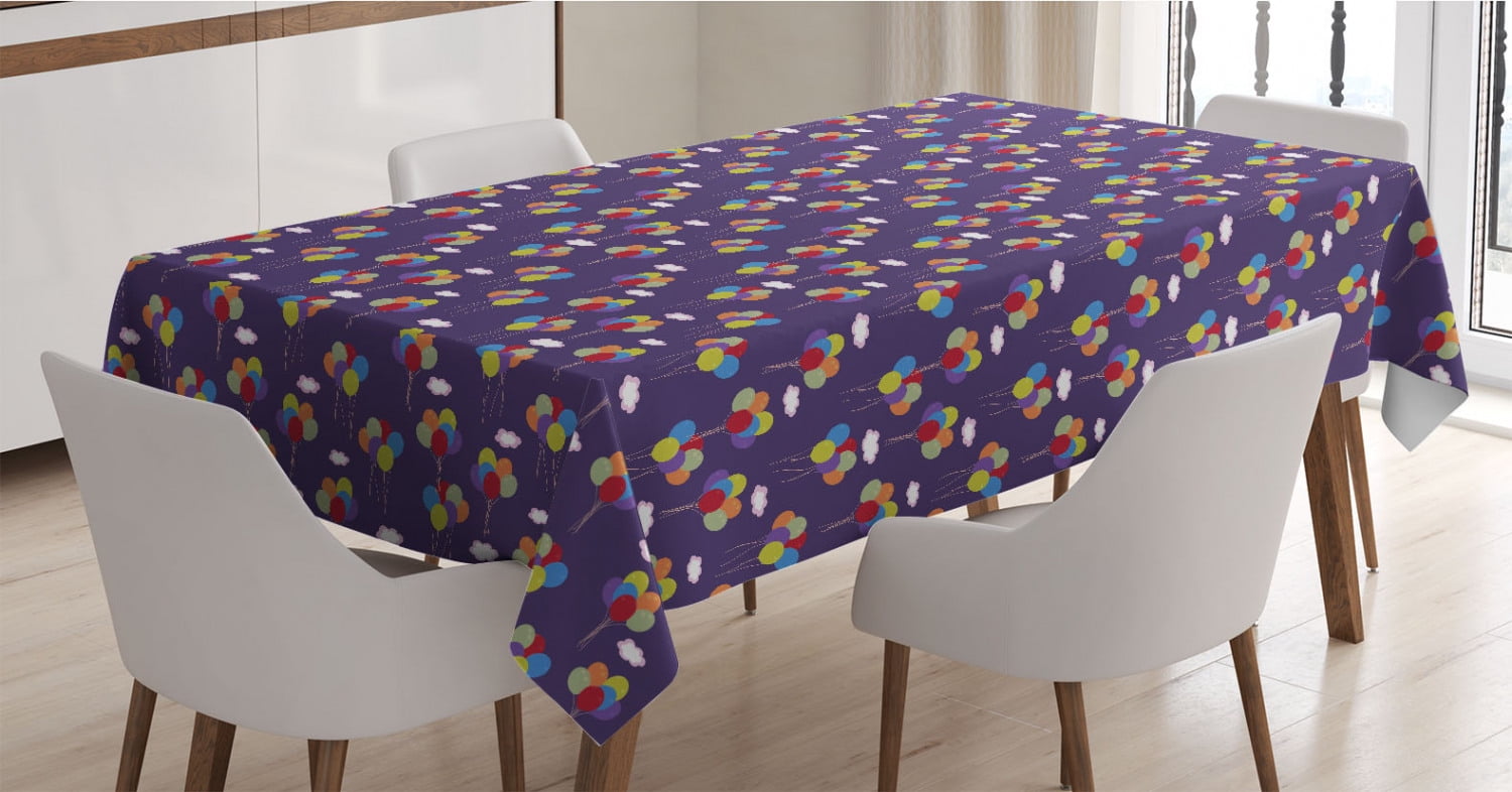 Balloons Tablecloth, Pile of Colorful Balloons and Clouds Graphic Image ...