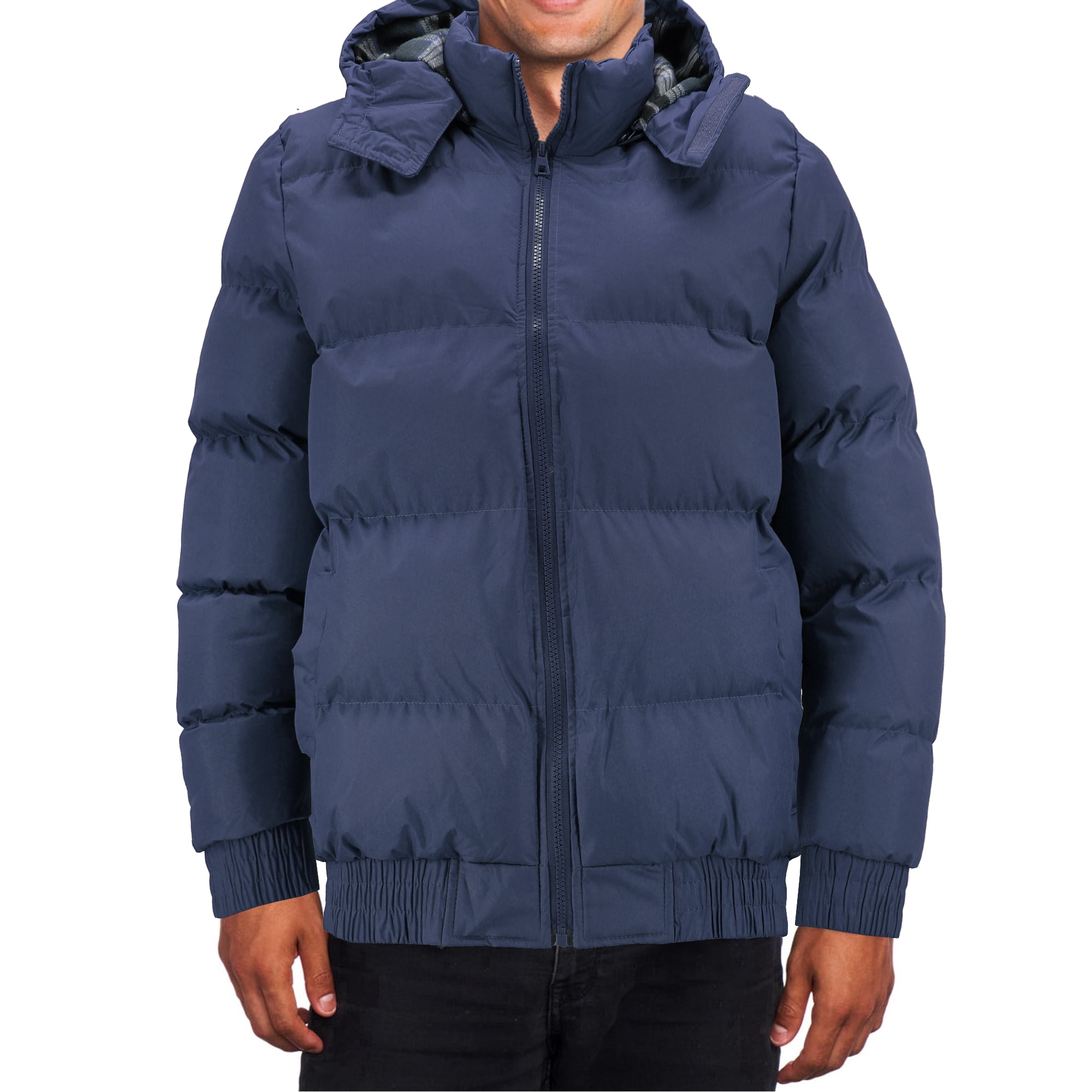 Men's Heavyweight Removable Hood Insulated Lined Quilted Puffer Zip Up ...