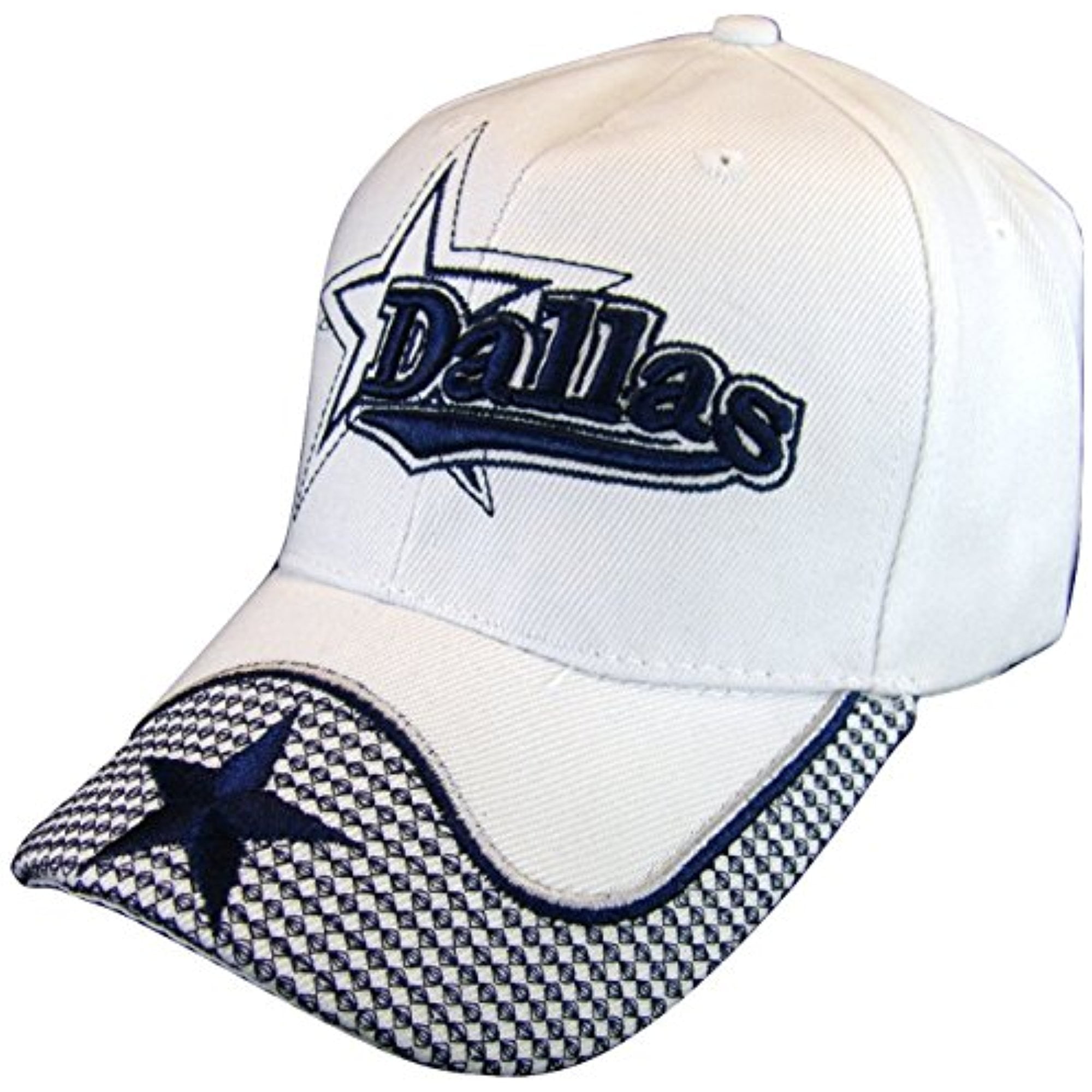Dallas Men's 2X Star Netting Adjustable Baseball Cap (White/Navy Script ...