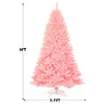 Gymax 6ft Pink Artificial Christmas Tree Hinged Spruce Full Tree w ...