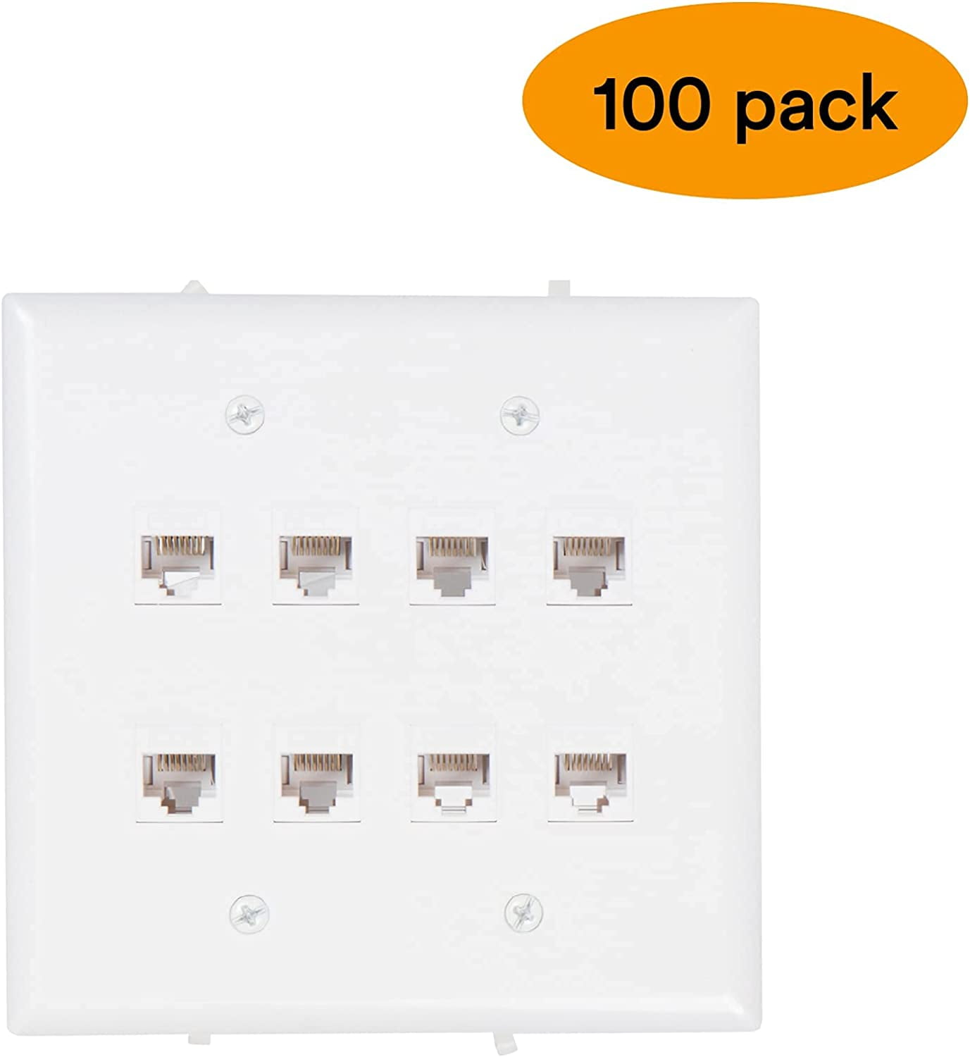 Buyer’s Point 8 Port Gang Ethernet Cat6 RJ45 Network Wall Plate – White ...