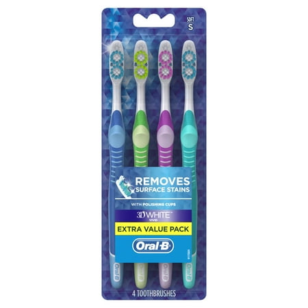 Oral-B 3D White Vivid Manual Toothbrushes, Soft Bristles, 4 Count Value ...