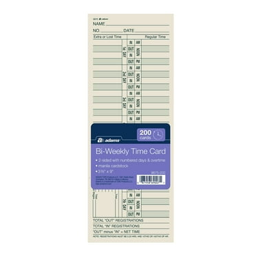 TOPS, TOP1275, Bi-Weekly Time Clock Cards, 500 / Box, Manila - Walmart.com