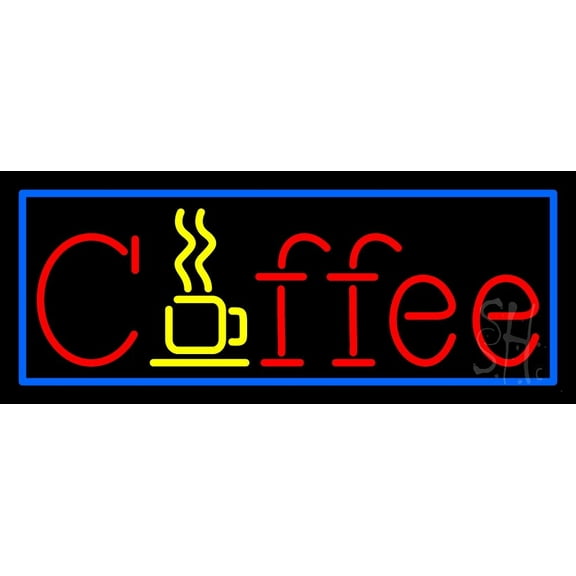 Yellow Open With Green Border LED Neon Sign 13 x 32 - inches, Clear ...