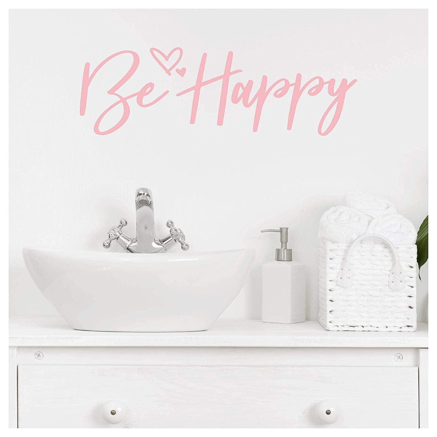 Be Happy Cursive Motivational Quote Vinyl Lettering Decal Sticker Do ...