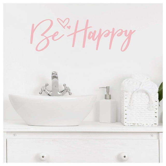 Be Happy Cursive Motivational Quote Vinyl Lettering Decal Sticker Do ...