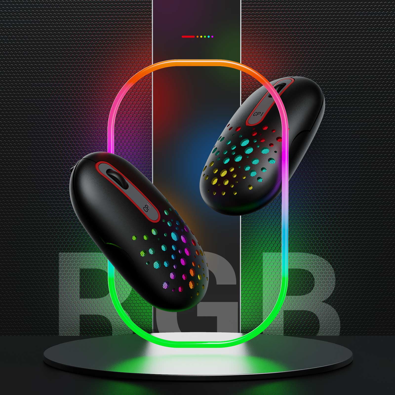 LED Wireless Mouse,Jelly Comb Color Changing Mouse with Honeycomb Shell ...